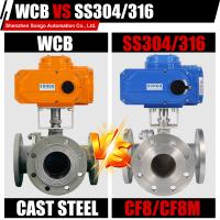 China 3way Flange Motorized Ball Valve T/L Port DC24V On Off 4-20mA RS485 Regulation Valve for sale