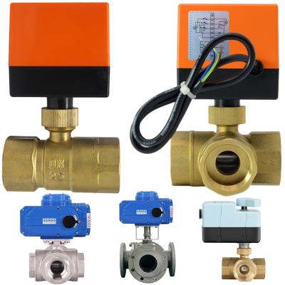China Brass Motorized Ball Valve Miniaturized 220V Female Threaded Type 2way 3way for sale