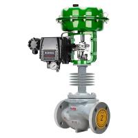 China Carbon Steel Flange Globe Valve Pneumatic Regulating Valve Single Seated 3inch 25bar for sale