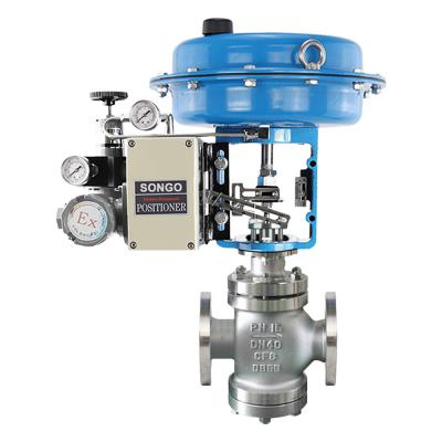 China SONGO Pneumatic Double Seated Valve Standard Type Flow Control DN32 Ss304 16bar Pneumatic Diaphragm Control Globe Valve With 4-20ma Pneumatic Positioner for sale