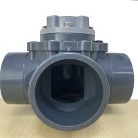China 180 Degree PVC 3way Pneumatic Ball Valve Corrosion Resistance Double Acting 10bar For Sea Water for sale