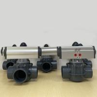 China 180 Degree PVC 3way Pneumatic Ball Valve Corrosion Resistance Double Acting 10bar For Sea Water for sale
