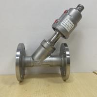 China Flange Angle Seat Pneumatic Actuator Valve 25 Bar SS304 Spring Return Air Water Steam 145degree for sale