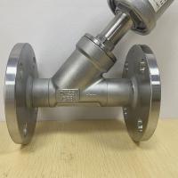 China Flange Angle Seat Pneumatic Actuator Valve 25 Bar SS304 Spring Return Air Water Steam 145degree for sale
