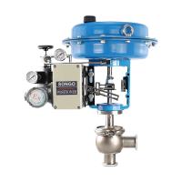 China SONGO Pneumatic Sanitary Angle Control Valve PN25 Ss316 2inch Single Seated Diaphragm Control Flange Globe Valve with 4-20ma Positioner feedback for sale