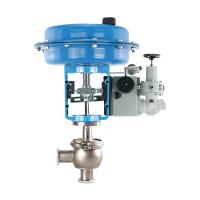 China SONGO Pneumatic Sanitary Angle Control Valve PN25 Ss316 2inch Single Seated Diaphragm Control Flange Globe Valve with 4-20ma Positioner feedback for sale