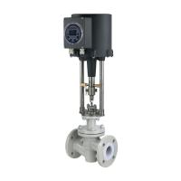 China SONGO Electric Fluorine Lined Modulating Control Valve 4-20ma Flange Carbon Steel 16bar Electric Single Seated Control Valve for acid and alkali resistant for sale