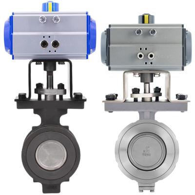 China Double Eccentric Pneumatic Wafer Butterfly Valve ANSI 150Lb 2inch RTFE Seat Carbon Steel for sale