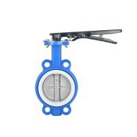 China Manual Butterfly Valve Lever Operated Steel Handle CF8 Disc 16bar Wafer Type Epdm Ptfe Seal for sale