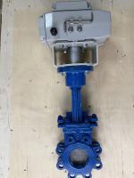 China SONGO Electric Knife Gate Valve For Slurry Carbon Steel PN16/Class 150 Flange 24VDC Motorized Slide Gate Valve for sale