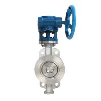 China Songo triple eccentric hard-sealed wafer butterfly valve  stainless steel 304 with worm wheel 425 degree for sale