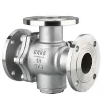 China Songo Manual 3 way flange ball valve full port ptfe seal L shape SS304 carbon steel PN16 150LB with handle for sale