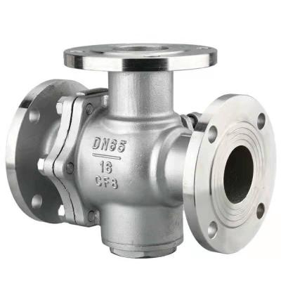 China Songo Manual 3 way flange ball valve full port ptfe seal L shape SS304 carbon steel PN16 150LB with handle for sale