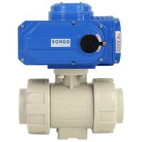China SONGO Motorized pph ball valve socket type thread type 2 way full bore 24VDC 24VAC Electric Ball Valve for Acid Chemical Resistant for sale