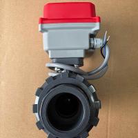 China SONGO UPVC electric reset ball valve thread socket type 220VAC 24VDC with manual operation Pn10 IP67 Plastic actuator normal close for sale