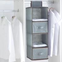 China Durable Non-woven Fabric Foldable Easy Hanging Closet Organizer and Storage Shelves with Drawers for sale