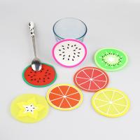 China New design bulk non slip color fruit shaped silicone rubber cup mat pvc coffee drink coaster for sale