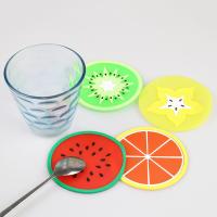 China New design bulk non slip color fruit shaped silicone rubber cup mat pvc coffee drink coaster for sale