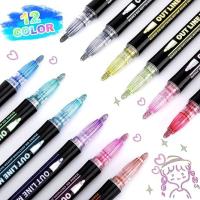 China Outline Metallic Markers for Illustration Coloring Sketching Card Make DIY Photo Album Scrapbook Magic Glitter Shimmer Pens for sale