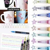 China 12 Colors Custom Outline Markers Set Glitter Metallic Markers Pens for Metal Ceramic Glass Scrapbook Crafts DIY Photo Album for sale