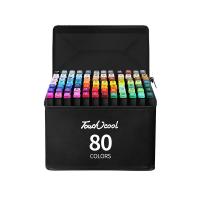 China 80 color double-tip custom marker pen set with cloth bag packaging for sale