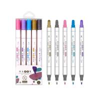 China Non-Toxic Wholesale Custom Dual Tip Dot Marker Pens Round Dot Tip Fiber Thin Bullet Tip Marker for Drawing Writing Coloring for sale