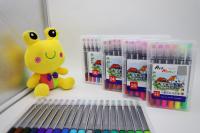 China Plastic Triangle Rod Dual Tip Watercolor Marker Pen Set School Stationery Supplies Custom Color Pen for sale