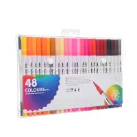 China Dual Tip Colorful Art Markers Pens 48 Colours Custom Double Tips Watercolor Brush Marker for sale