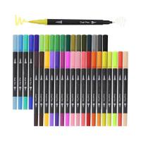 China Dual Tip Brush and Fine Point Marker Pen Set Custom Art Markers for Coloring Books Drawing Journal Planner Calendar for sale