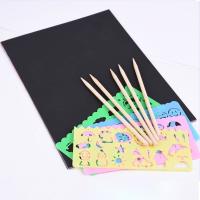 China Magic Scratch Off Paper Children Art Crafts Set Black Scratch Sheets Notes Cards for Birthday Party Christmas Gift for sale