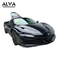 China 2019 Ferrari SF90 OEM Type Dry Carbon Fiber Body Kits Front Lip Side Skirts Rear Diffuser Rear Spoiler Rear Wing Package for sale