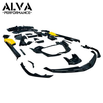 China 2021 Ferrari SF90 Dry Carbon Fiber Body Kits Front Lip Side Skirts Rear Diffuser Rear Spoiler Replacement Components for sale