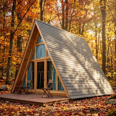 China Custom Modern Triangular Prefab House, Lightweight Steel Structure Modular Building with Luxury Interior & Innovative Design for sale