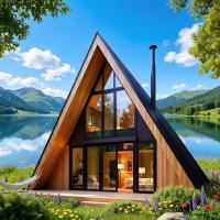 China Hot Selling New 2 Bedroom Chalet Style Wooden House, Steel Structure Portable Building for Camping & Holiday Residence for sale