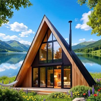 China Hot Selling New 2 Bedroom Chalet Style Wooden House, Steel Structure Portable Building for Camping & Holiday Residence for sale