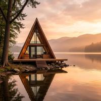 China Eco-Friendly Stylish Triangle Garden House, Integrated Wood & Steel Structure Luxury Glamping Lodge, Reliable Factory Supply for sale