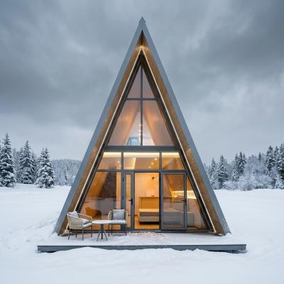 China Luxury Summer A-Shaped Triangle Prefab Villa, Anti-Seismic Stable Steel Structure Designed for Holiday Getaways for sale