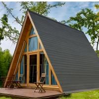 China Modern Luxury A-Frame Steel Structure Waterproof Prefab Villa Outdoor Tiny Home Shop Cottage Cabin for sale