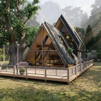 China Sturdy Steel Structure Triangular Glamping House, Modern Customizable Luxury Prefab Unit for Outdoor Campsite Construction for sale