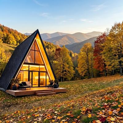 China Triangular Prefab House, Anti-Corrosion Robust Modular Triangular House for Glamping Accommodation and Temporary Living Shelter for sale