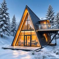 China Stylish Triangle Prefab House Constructed With Steel, Custom Modular Unit for Outdoor Resort Development, Construction for sale