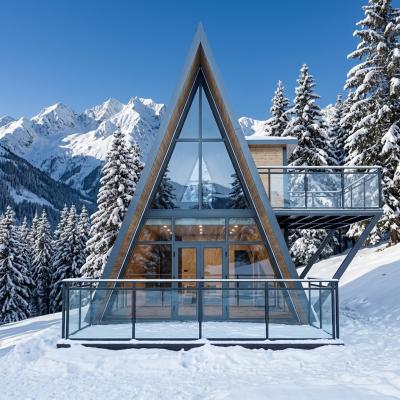 China Steel Framed Triangular Prefab Cabin, High-Grade Glamping House Used for Countryside Campsite Facility Renovation for sale
