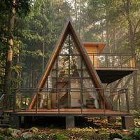 China Modern Custom Triangular Wooden House with Steel Frame Factory Direct Deal Ideal for Leisure Garden Residence for sale