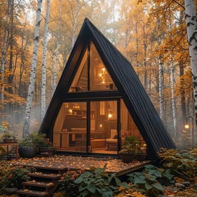 China Modern Triangle Wooden House Movable Steel Container House Luxury 1-2 Bedroom Prefab House Comfort Hotel Accommodation for sale