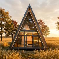 China Fast Quick-Assemble Custom European Triangular Steel Prefab House Waterproof Portable Cabin Ideal for Hotel Guest Rooms for sale