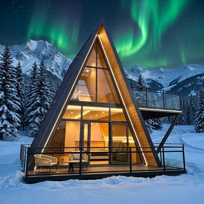 China High Quality Steel Frame Affordable Two Level Triangular Wooden Prefab House Custom Modern Stylish Facade for sale