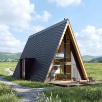 China Customized Modern Triangular Wooden House Steel Structure Factory Direct Transaction for Private Garden Leisure Accommodation for sale