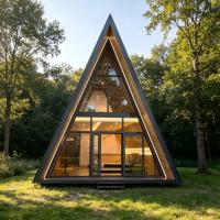 China Premium Triangular Timber Modular Glamping Lodge Popular Prefab Bungalow Direct Factory Bulk Supply for Eco Campgrounds for sale