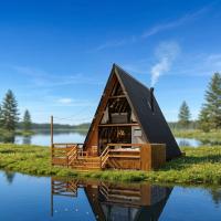 China Tough Stabilized Steel Framing Triangular Wooden Prefab Lodge Secure Cozy Accommodation for Long Term Family Living for sale