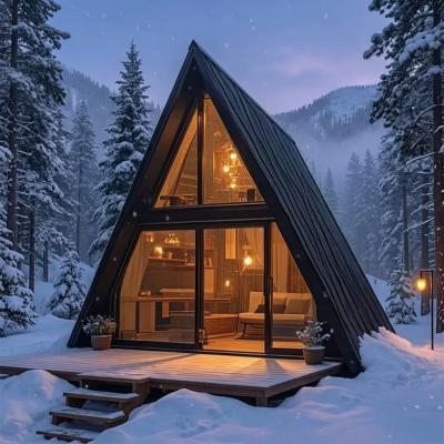 China Exquisite Triangular Timber Modular Glamping Lodge Market Popular Prefab Bungalow Direct Manufacturer for Eco Camping Sites for sale